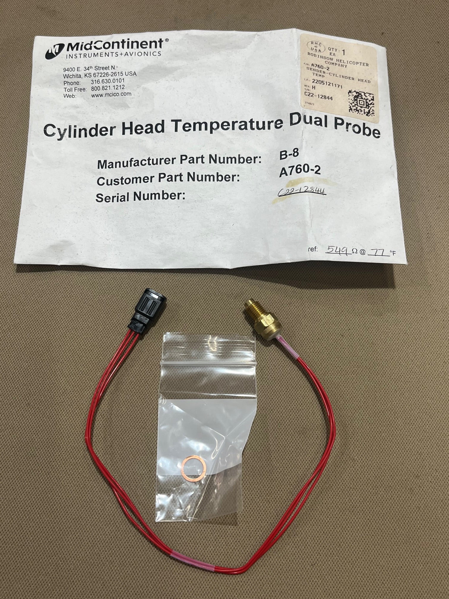 A760-2 SENDER CYLINDER HEAD TEMP – Prestige Robinson Helicopter Parts