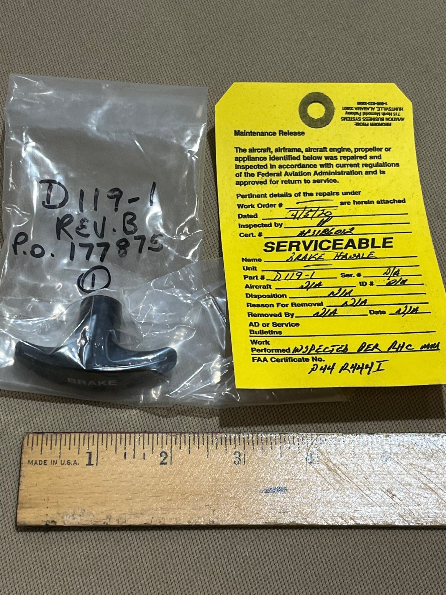 D119-1 MR BRAKE HANDLE – Prestige Robinson Helicopter Parts
