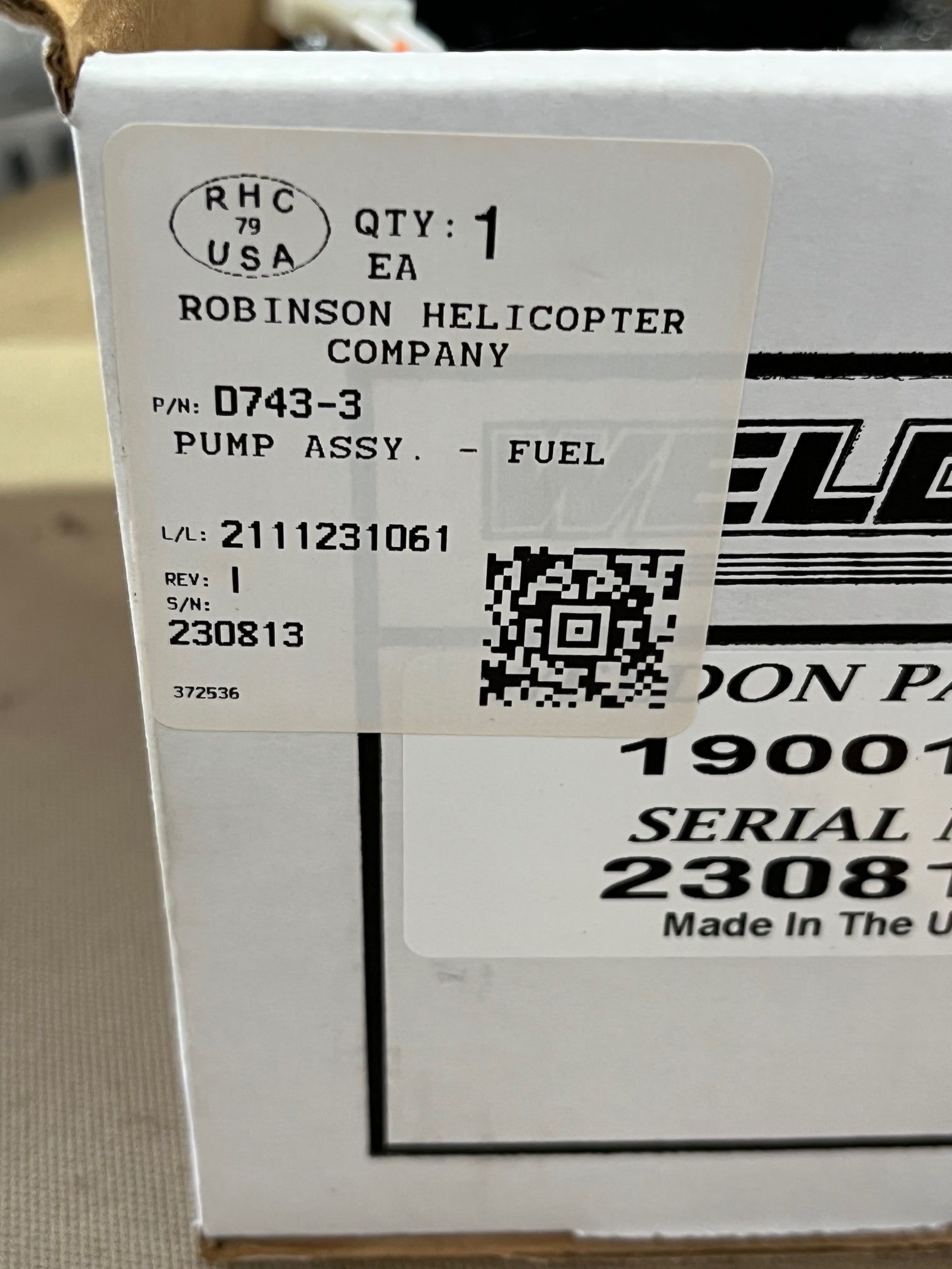 D743-3 AUX FUEL PUMP – Prestige Robinson Helicopter Parts